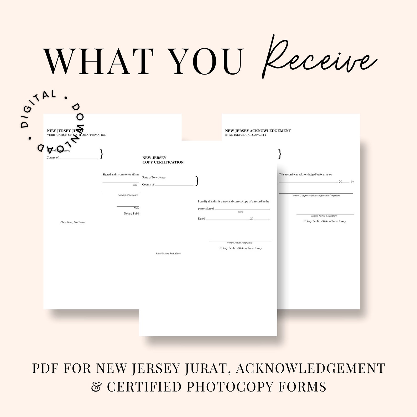 NEW JERSEY Jurat, Acknowledgment, & Certified Photocopy Forms for Notaries! - Etsy