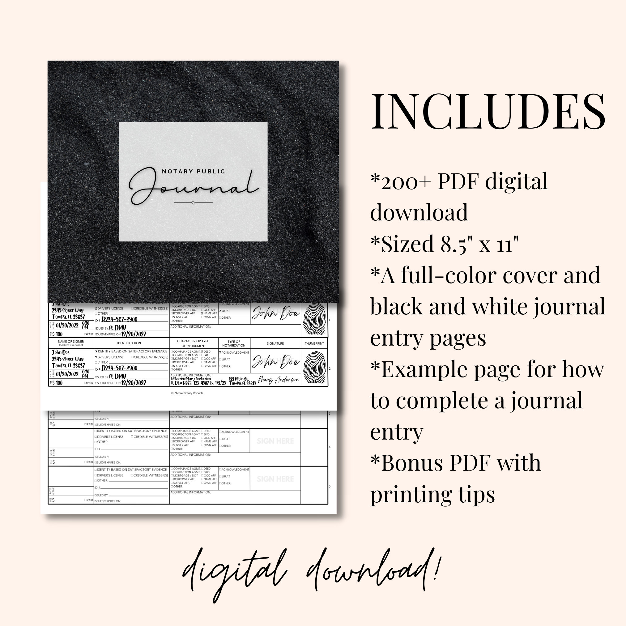 CALIFORNIA NOTARY JOURNAL Black Cover Design A Streamlined, Easy-to-use ...