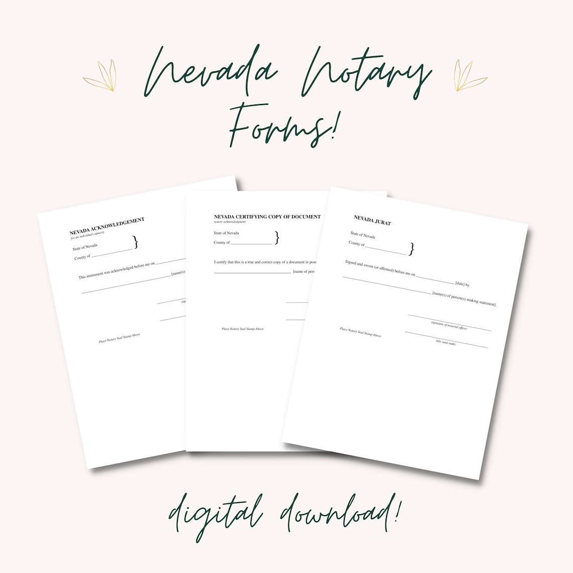 NEVADA Jurat Acknowledgment & Certified Photocopy Forms for | Etsy