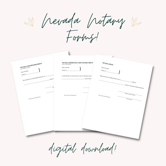 NEVADA Jurat Acknowledgment & Certified Photocopy Forms for - Etsy