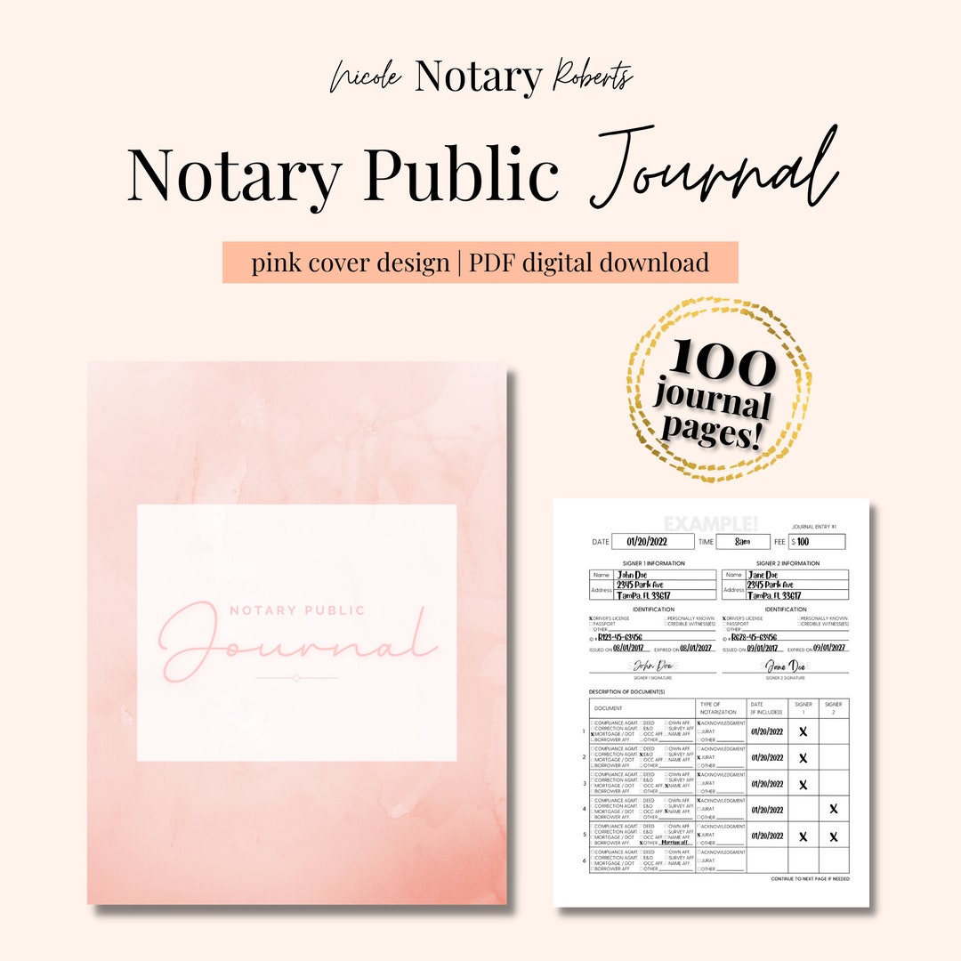 DIGITAL NOTARY JOURNAL! Pink Design! A Streamlined, Easy-to-use ...