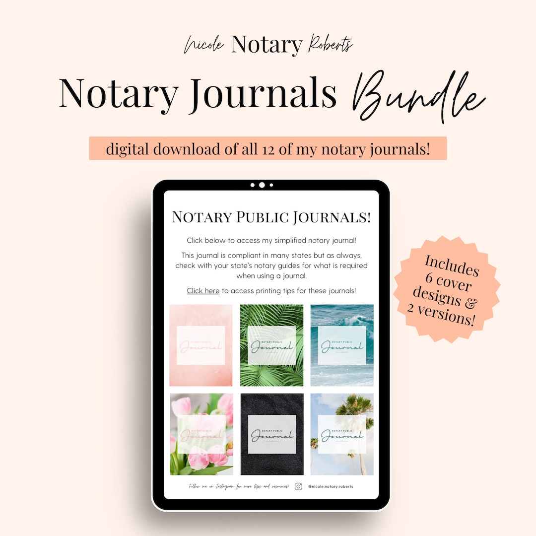 Notary Public Journals BUNDLE! | Digital Download of 12 Notary Journals ...