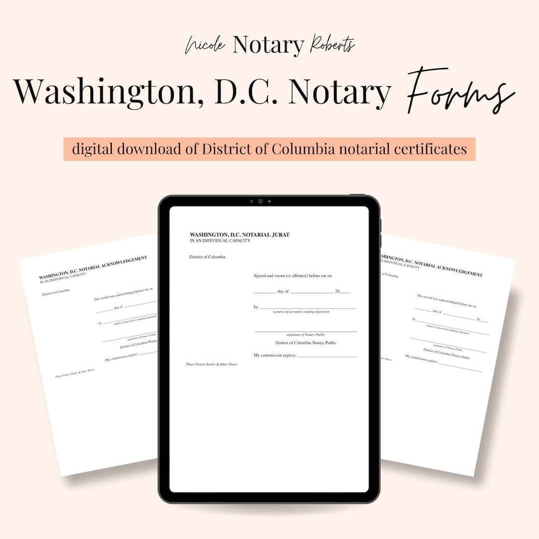 WASHINGTON, D.C. Jurat & Acknowledgment Forms for Notaries! - Etsy