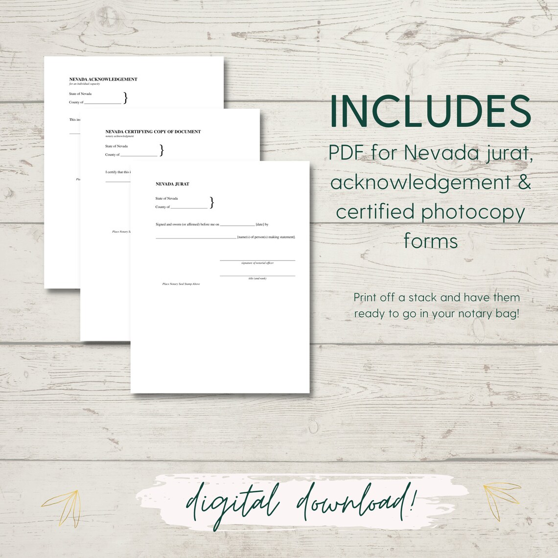 NEVADA Jurat Acknowledgment & Certified Photocopy Forms for | Etsy