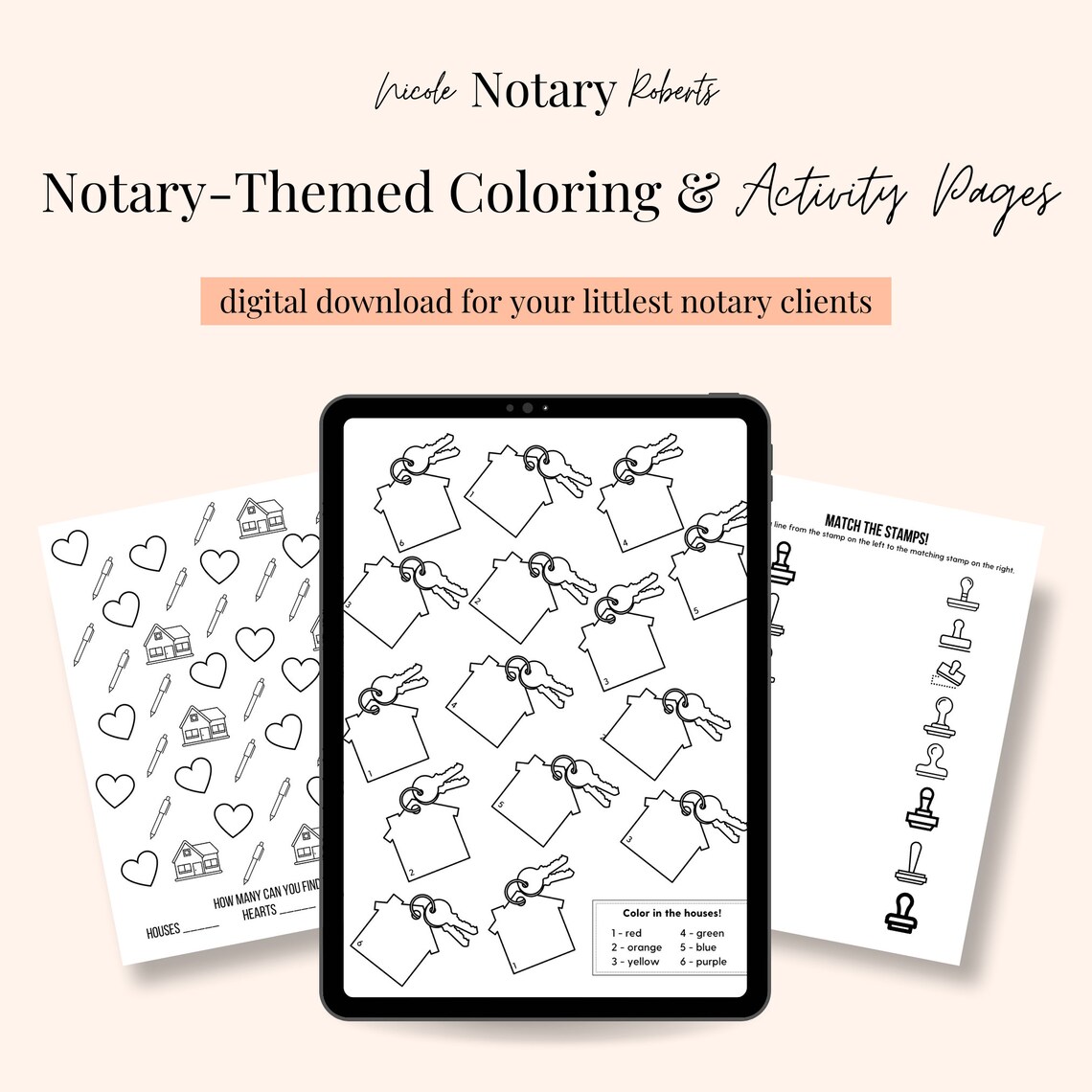 Notary-themed Coloring and Activity Pages! | Digital Download - 5 Pages ...