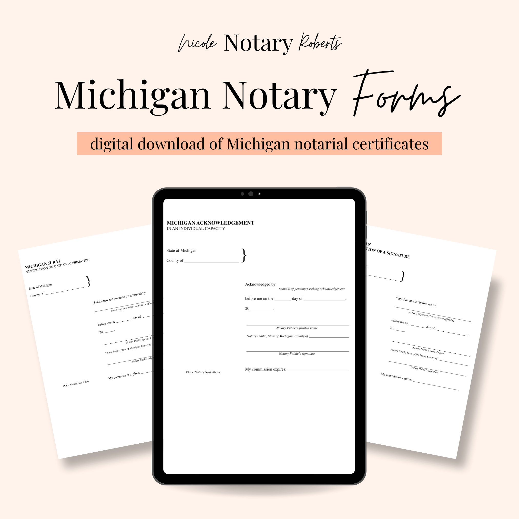 MICHIGAN Jurat, Acknowledgment, & Signature Attestation Forms for ...