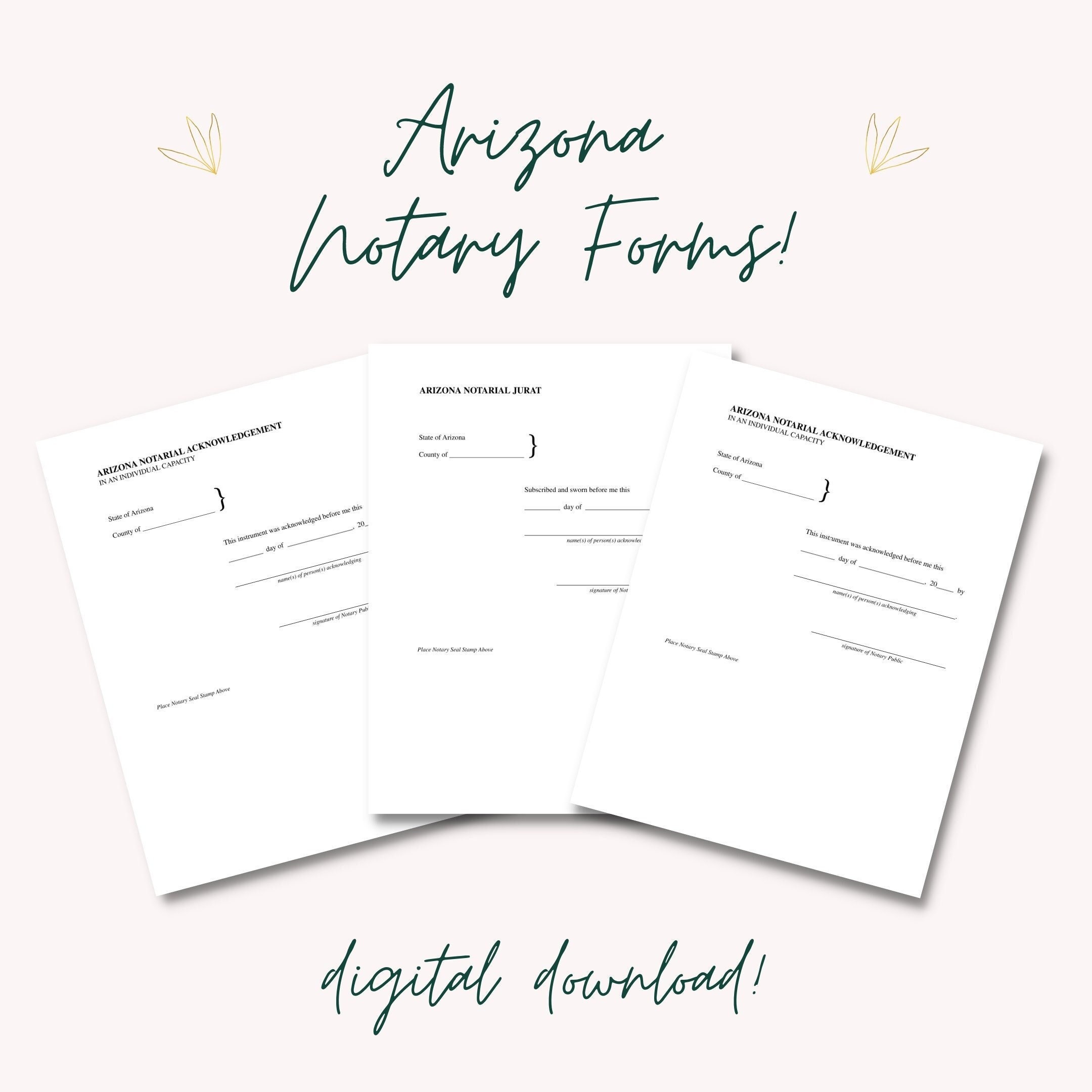 ARIZONA Jurat Acknowledgment & Certified Photocopy Forms for - Etsy
