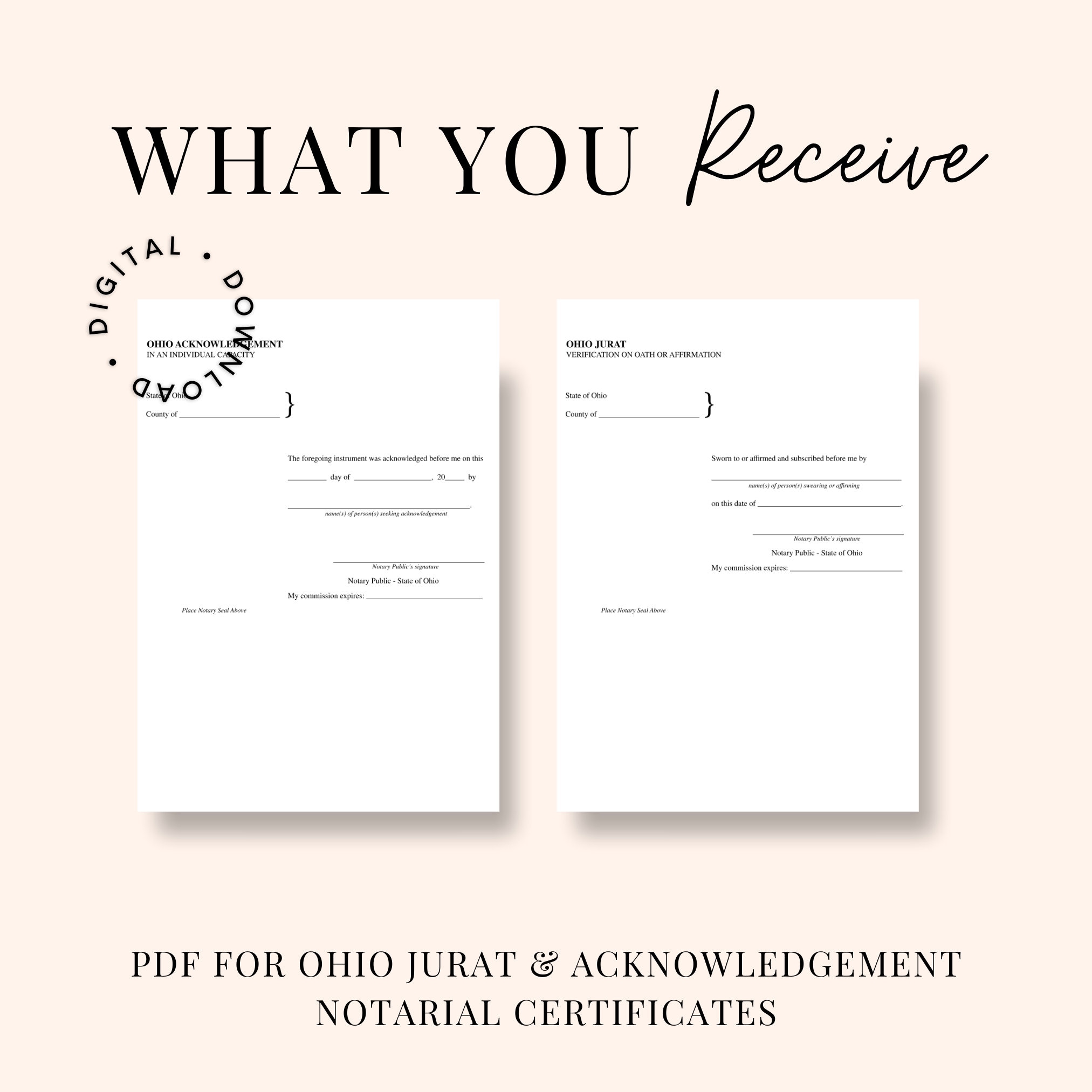 OHIO Jurat and Acknowledgement Notarial Certificates! - Etsy