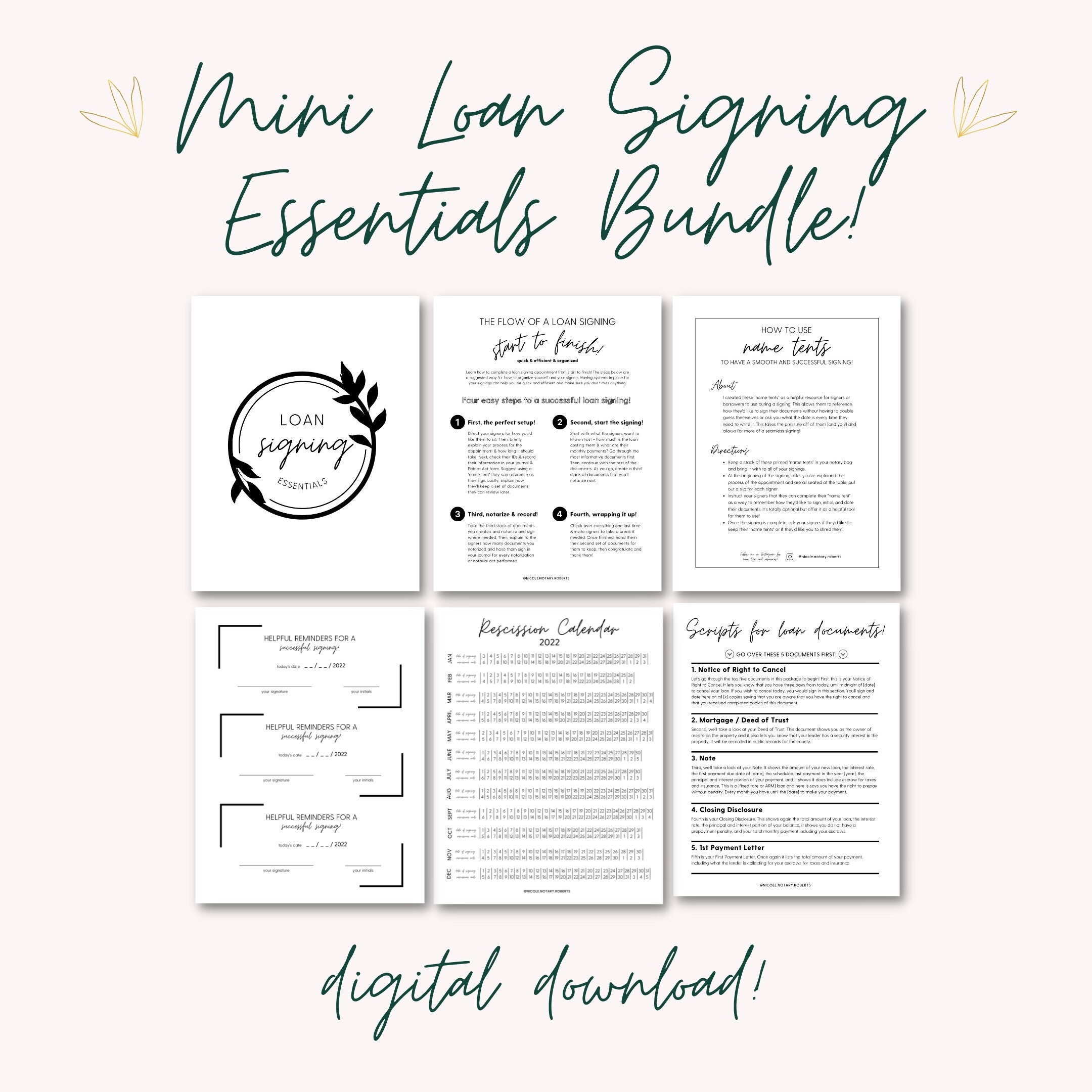 MINI BINDER BUNDLE for Loan Signing Agents Includes Scripts - Etsy