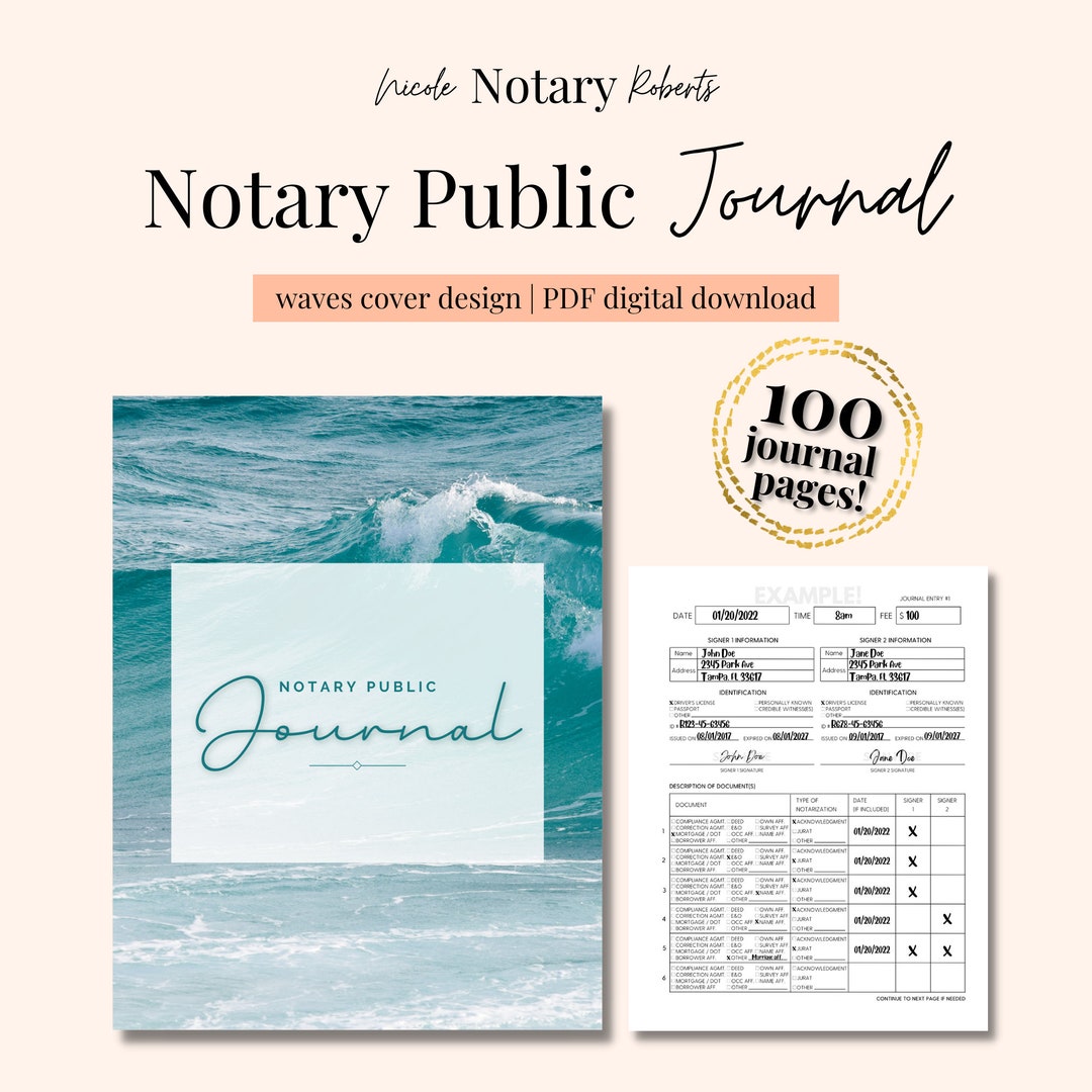 DIGITAL NOTARY JOURNAL! Waves Design! A Streamlined, Easy-to-use ...