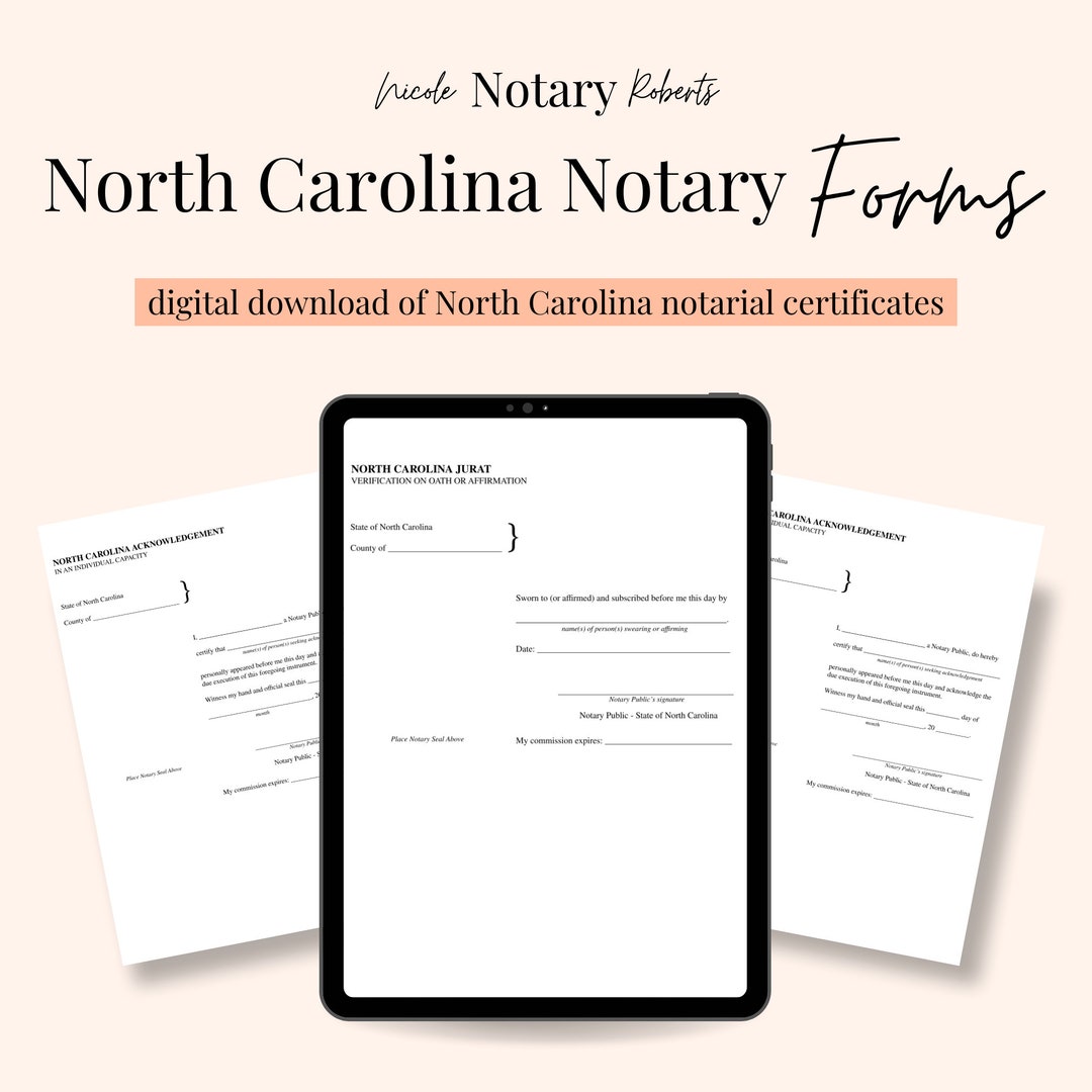NORTH CAROLINA Jurat and Acknowledgment Forms for Notaries! - Etsy