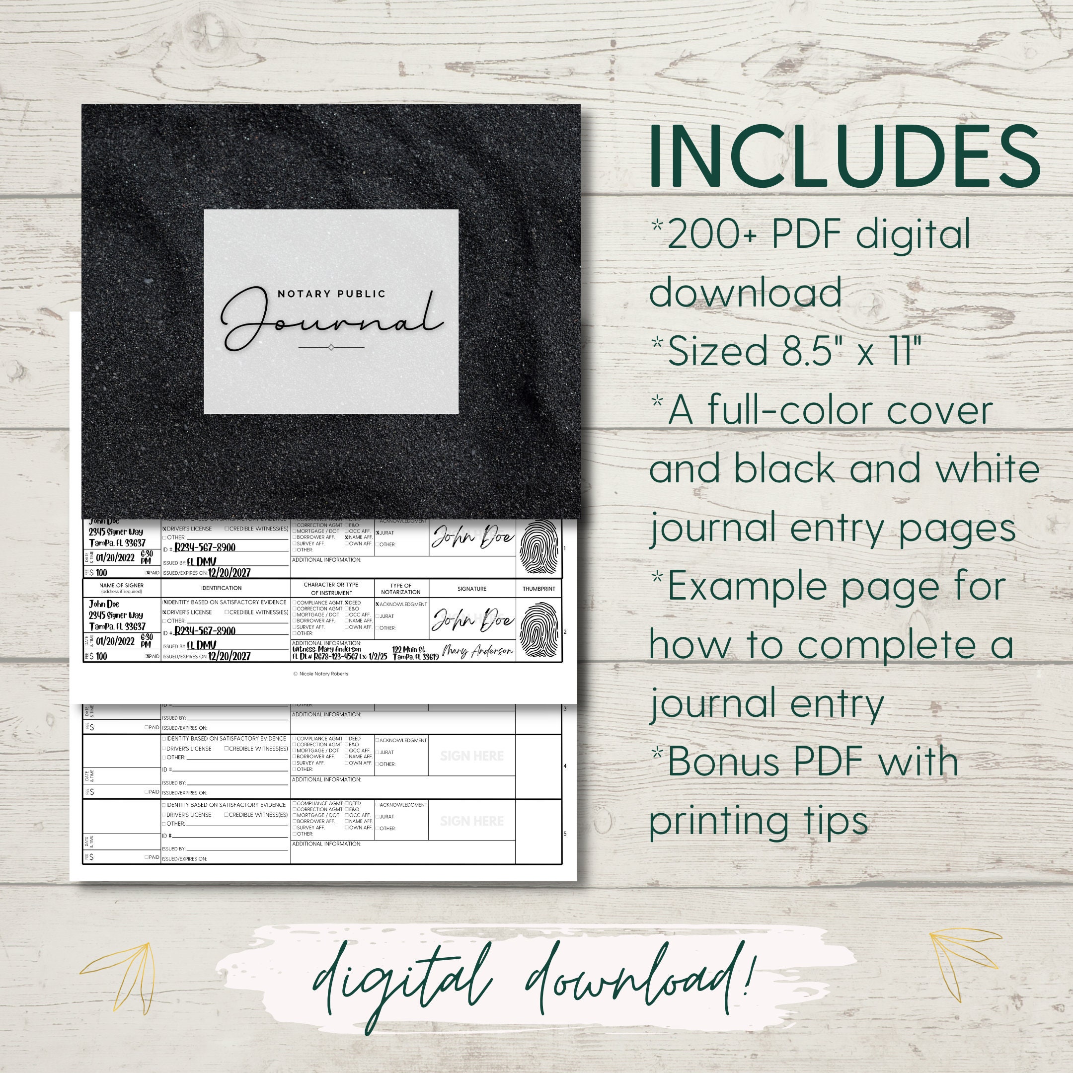 CALIFORNIA NOTARY JOURNAL Black Cover Design A Streamlined | Etsy