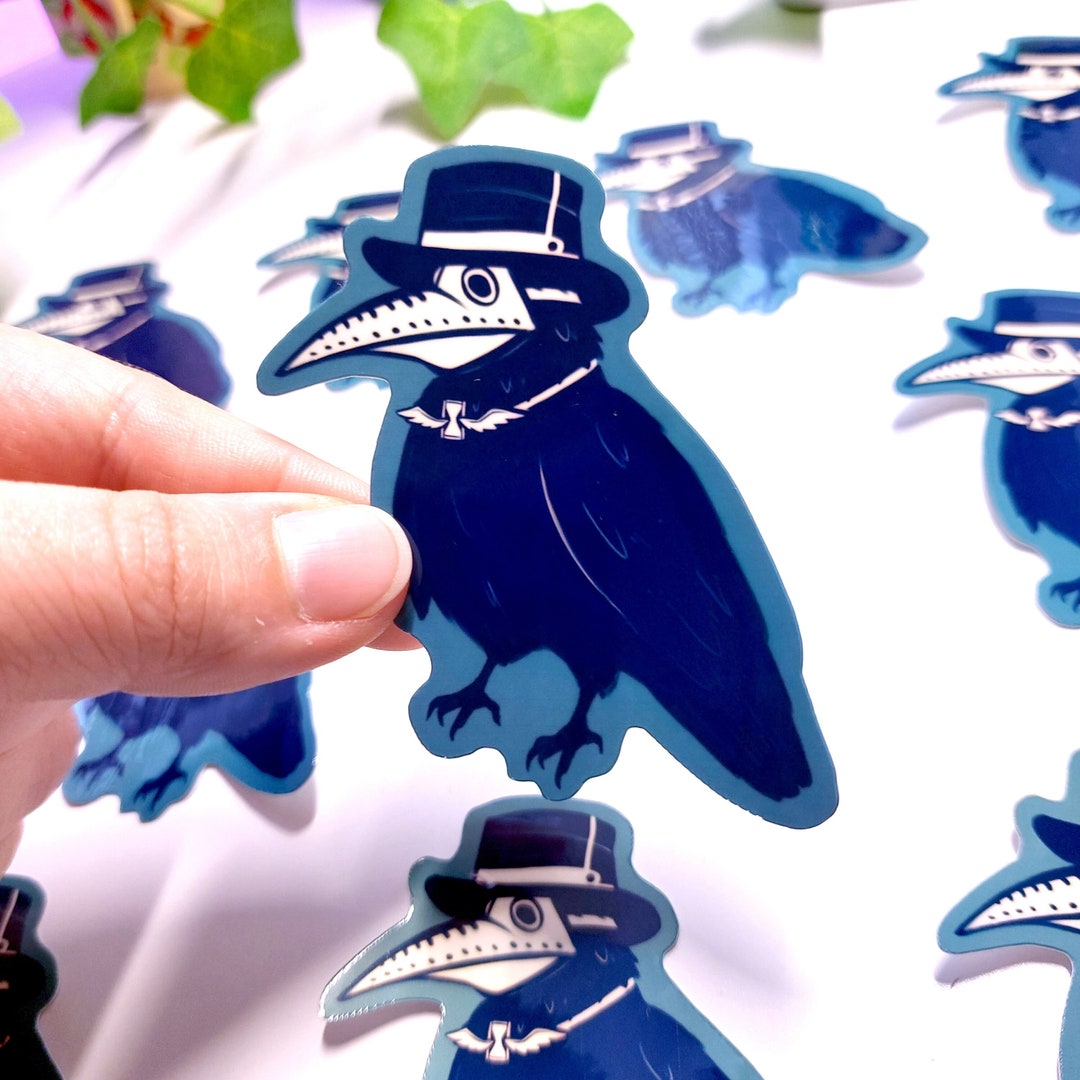 Plague Doctor Mask and Hat Sticker - Black Crow Stickers - Gothic ...