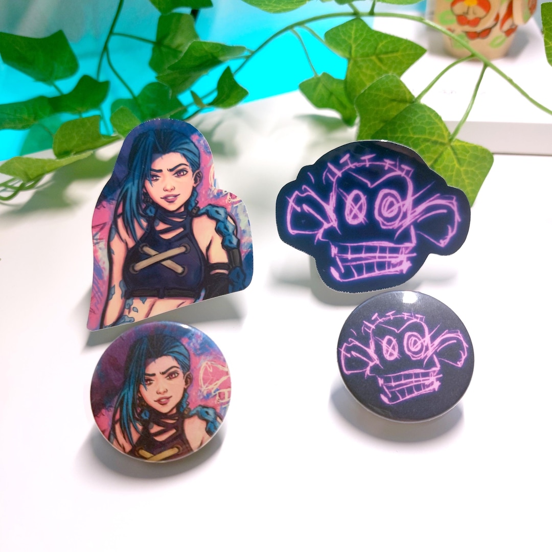 Jinx Arcane Sticker and Button - Jinx Monkey Bomb Sticker - Arcane Gift ...