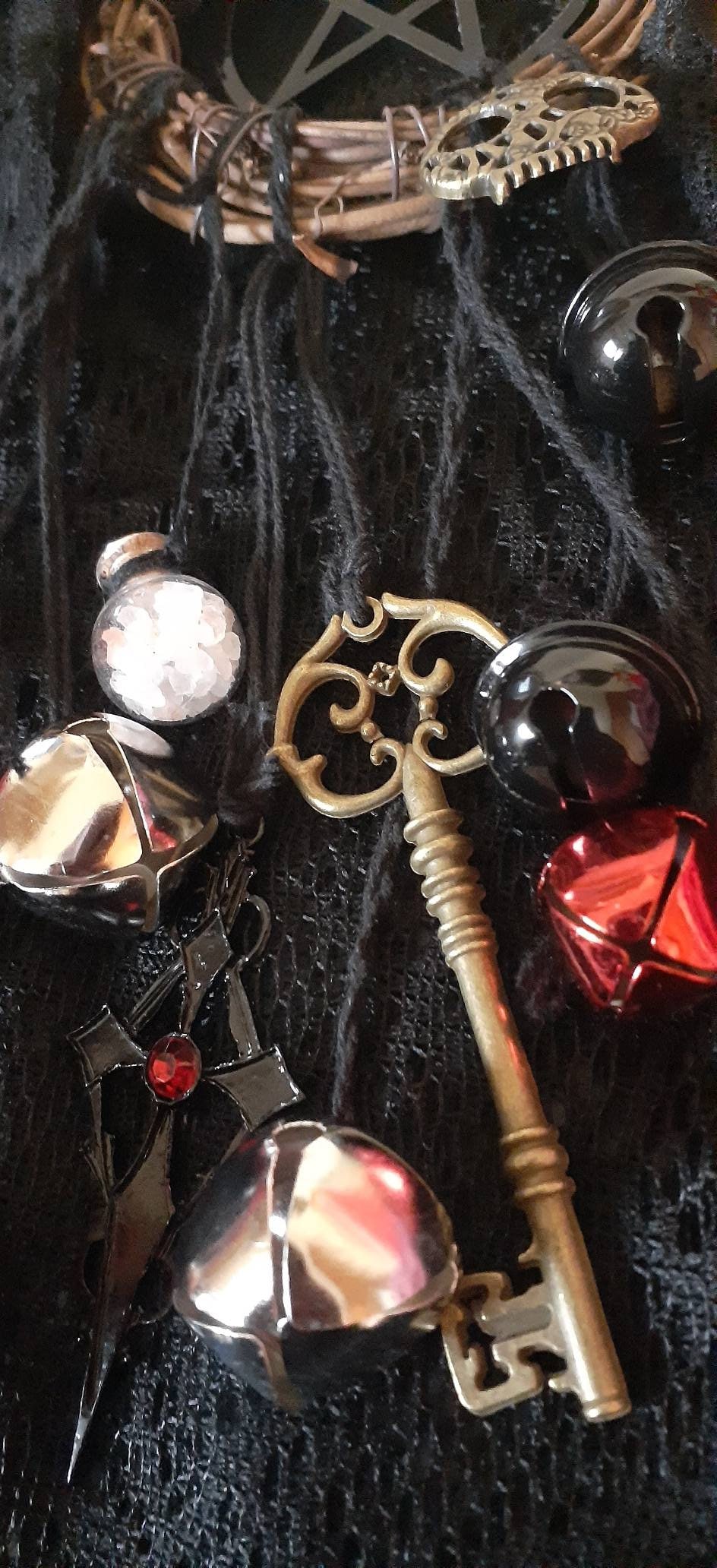 Gothic Witches Bells With Crusifixlucky Key and Pink Salt - Etsy