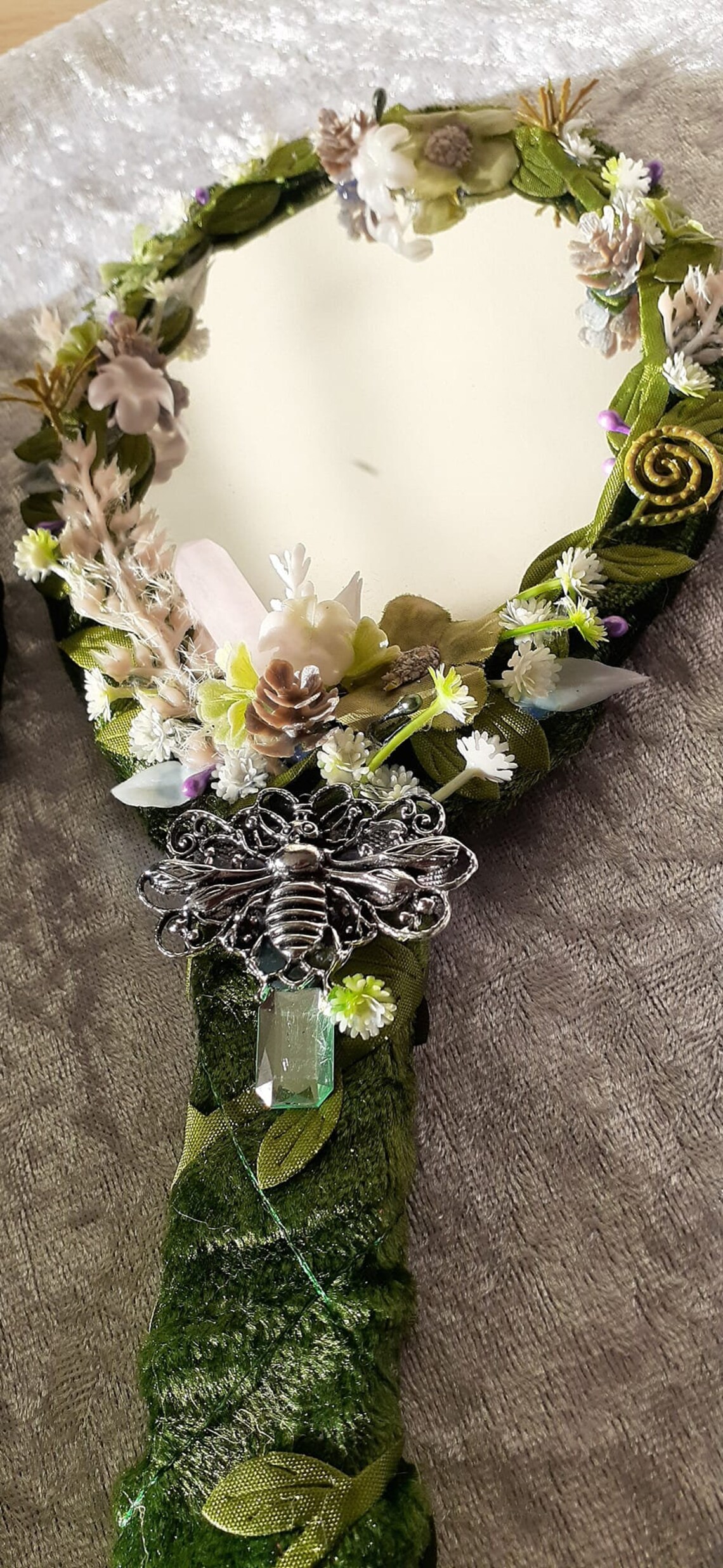 Ethereal Dreams Magick Hand Mirror With Rose Quartz Point. - Etsy