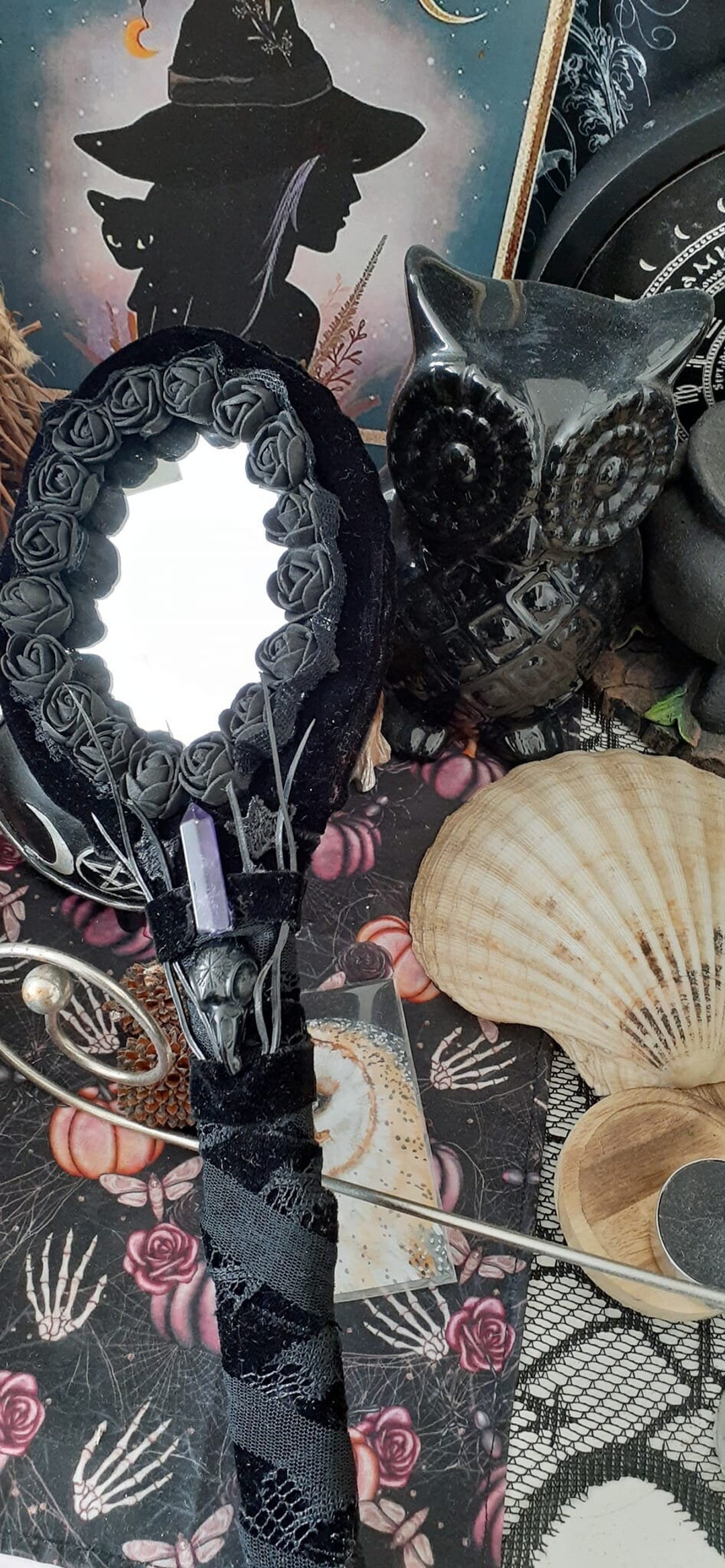 Raven Rose Enchanted Hand Mirror With Amethyst Point - Etsy