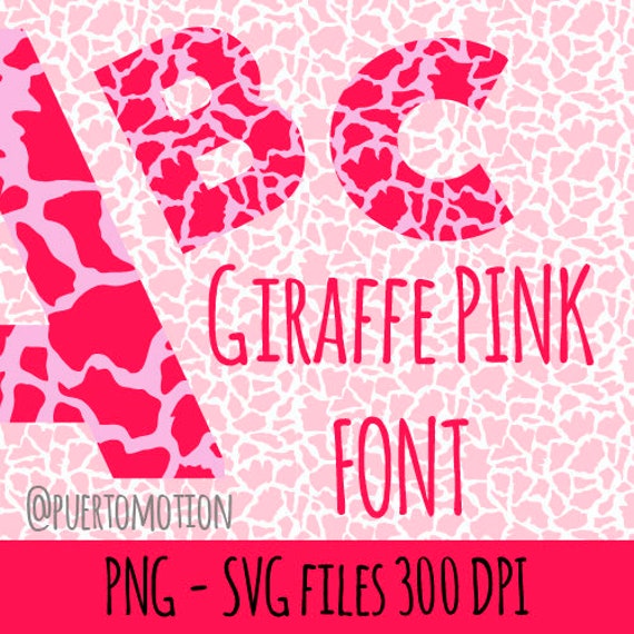 Giraffe Pink Alphabet PNG SVG | Etsy