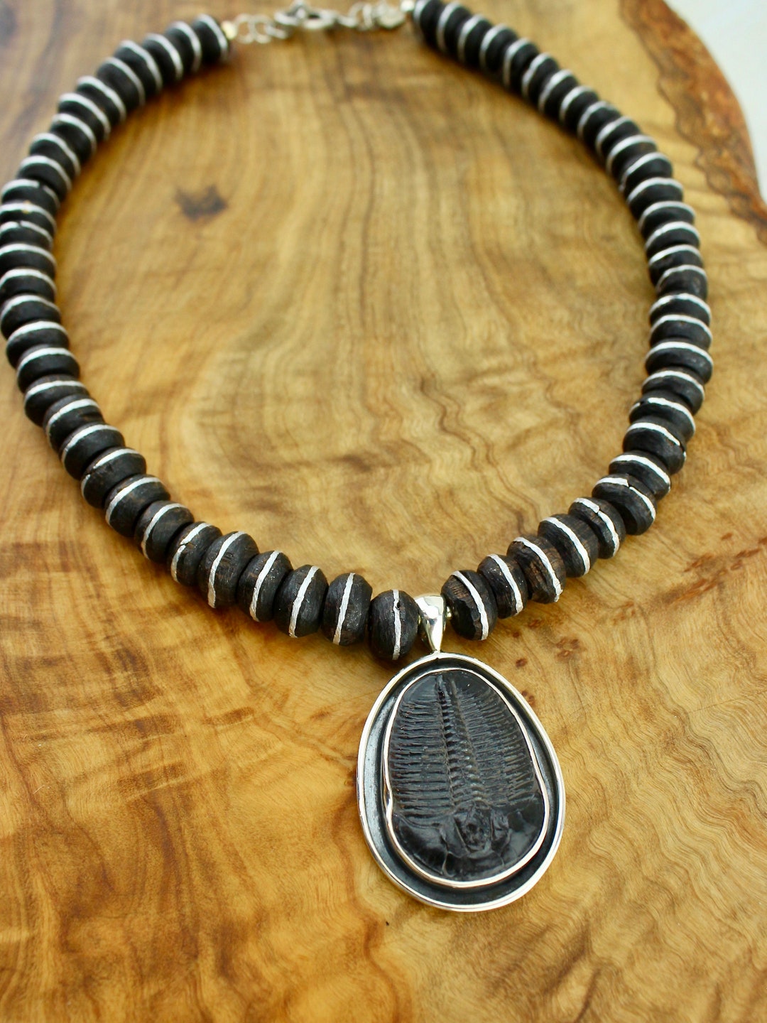 Trilobite Black Chunky Necklace, Edgy Statement Necklace, Boho Chic ...