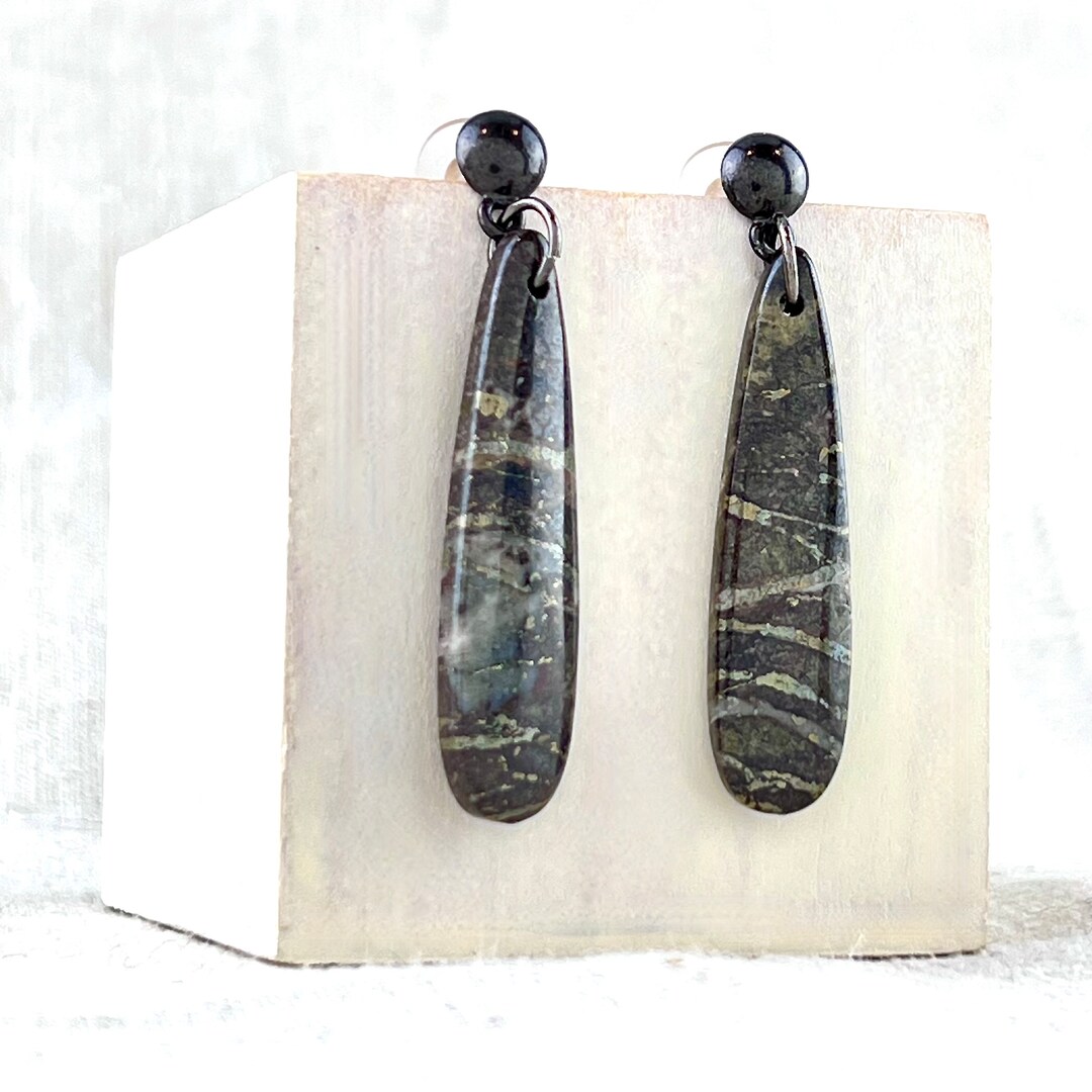 Apache Gold Long Teardrop Dangle Earrings, Modern Minimalist Statement ...