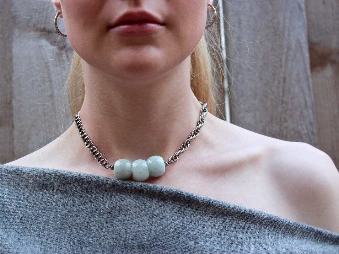 Burma Jade Necklace, Jade Statement Necklace, Green Jade Bead Choker ...