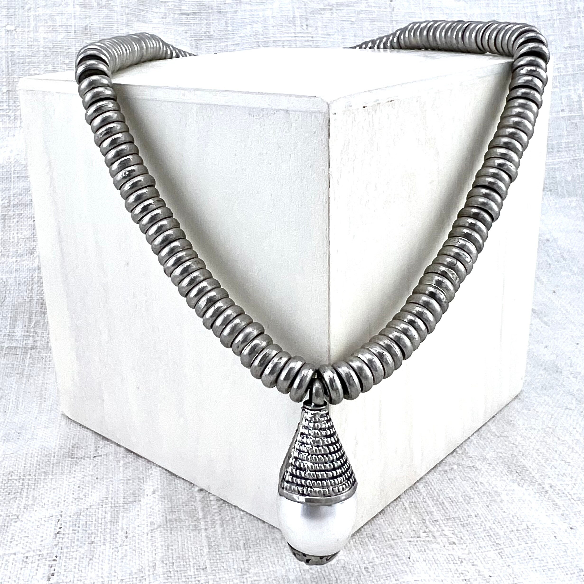 Edgy Pearl Necklace, Teardrop Pearl Necklace, Chunky Pearl Choker, June ...