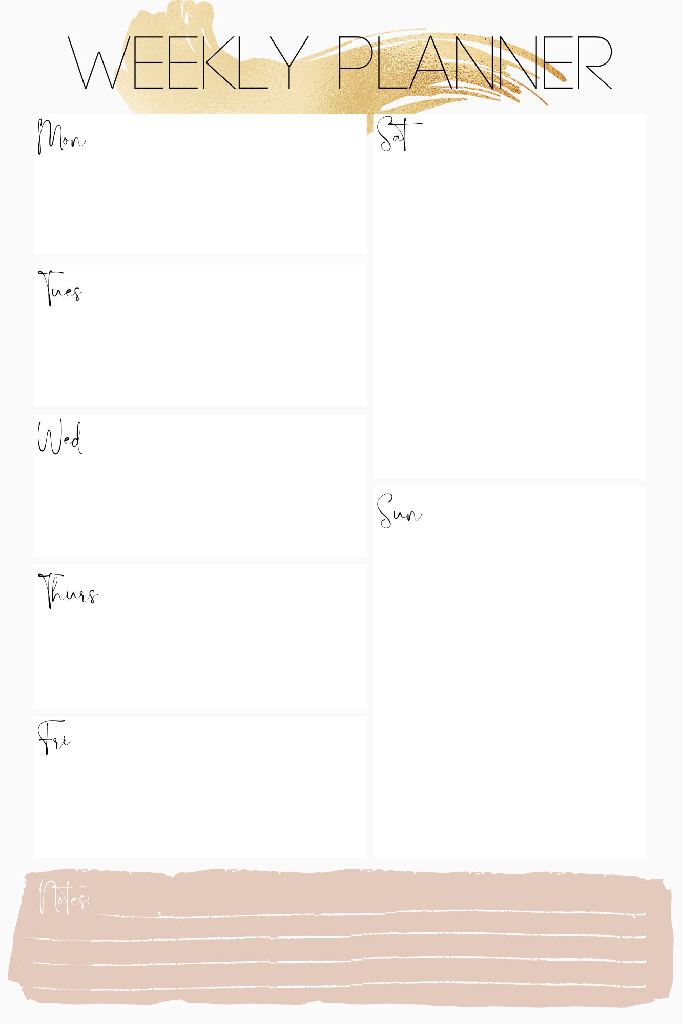 Blush and Gold Printable Planner, Simple Pink and Gold Planner, Digital ...