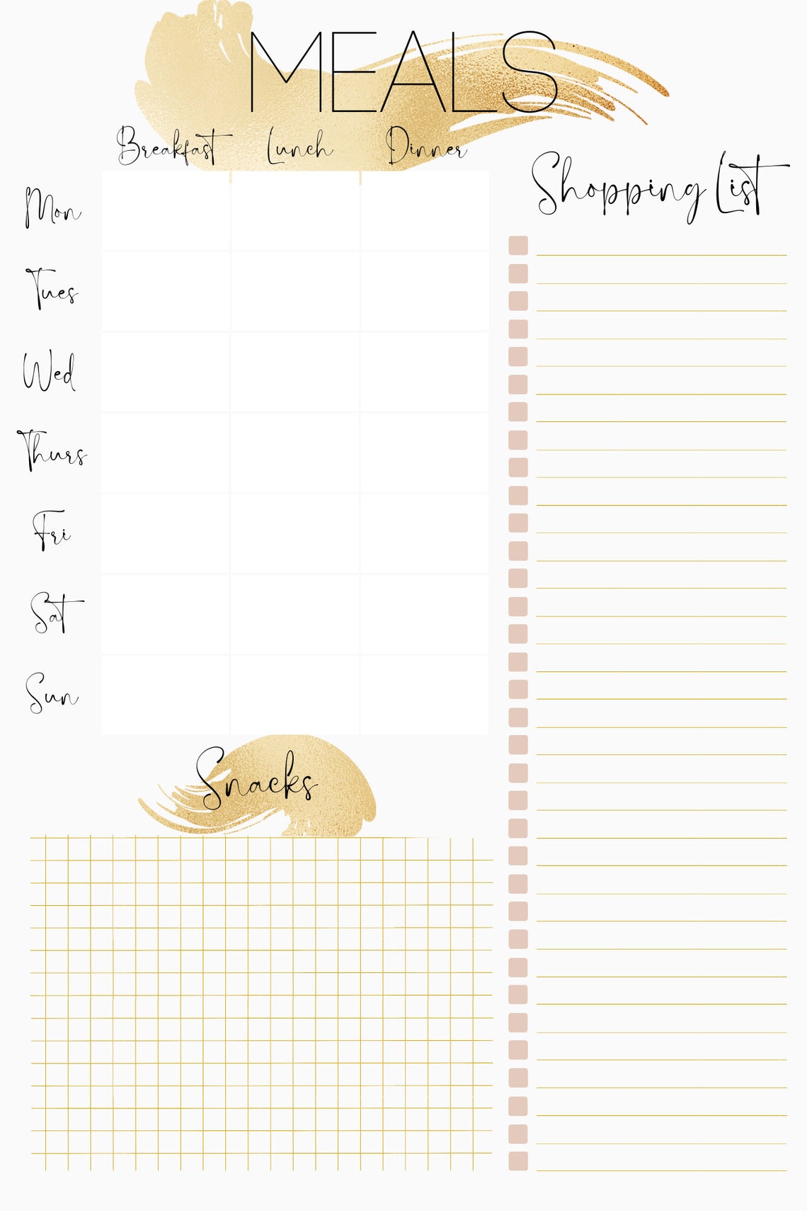 Blush and Gold Printable Planner, Simple Pink and Gold Planner, Digital ...