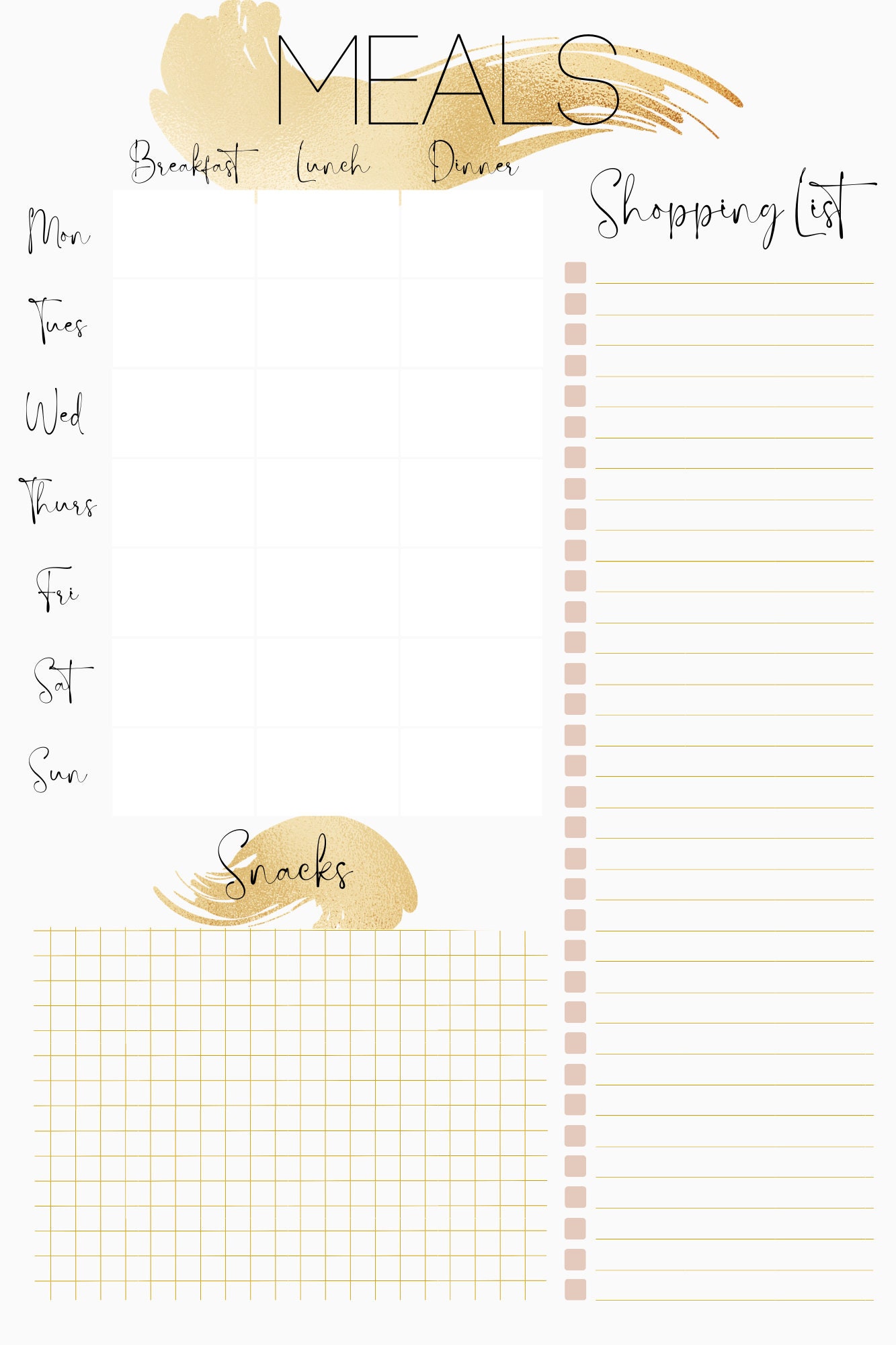 Blush and Gold Printable Planner, Simple Pink and Gold Planner, Digital ...