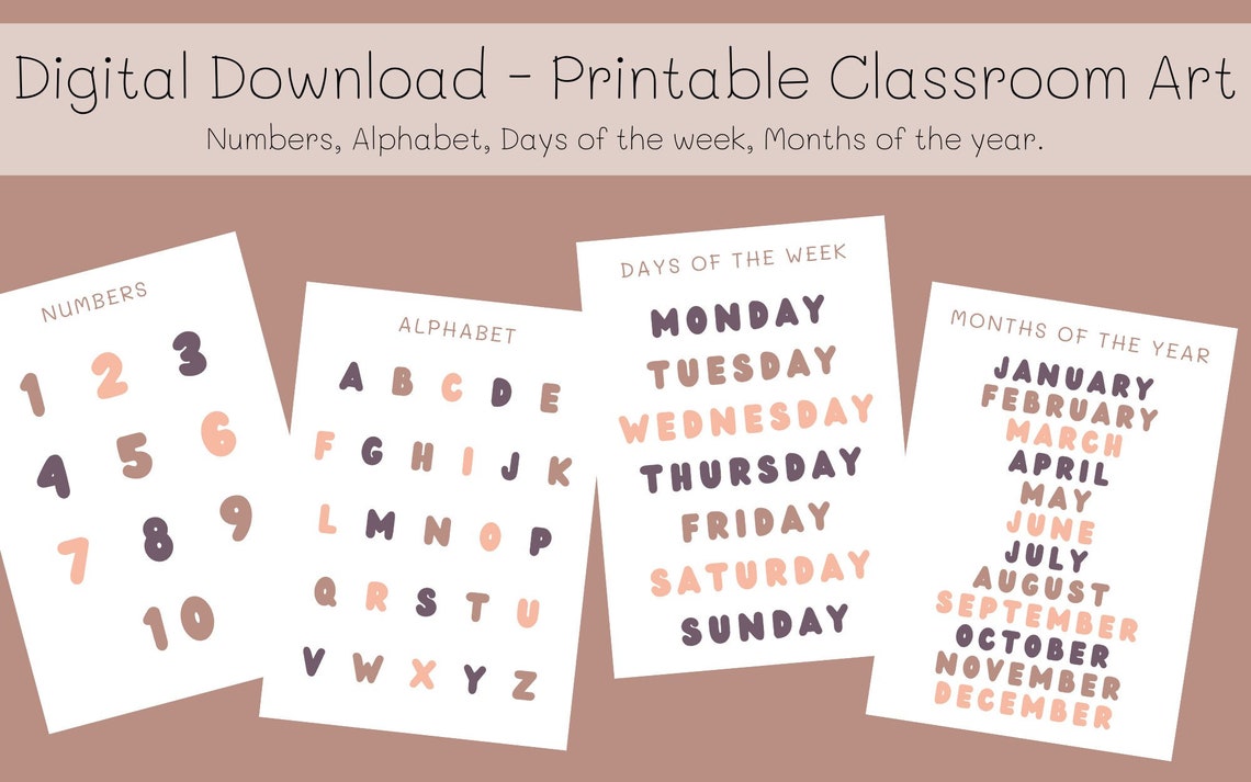 Educational Posters Printable ABC Numbers Poster - Etsy