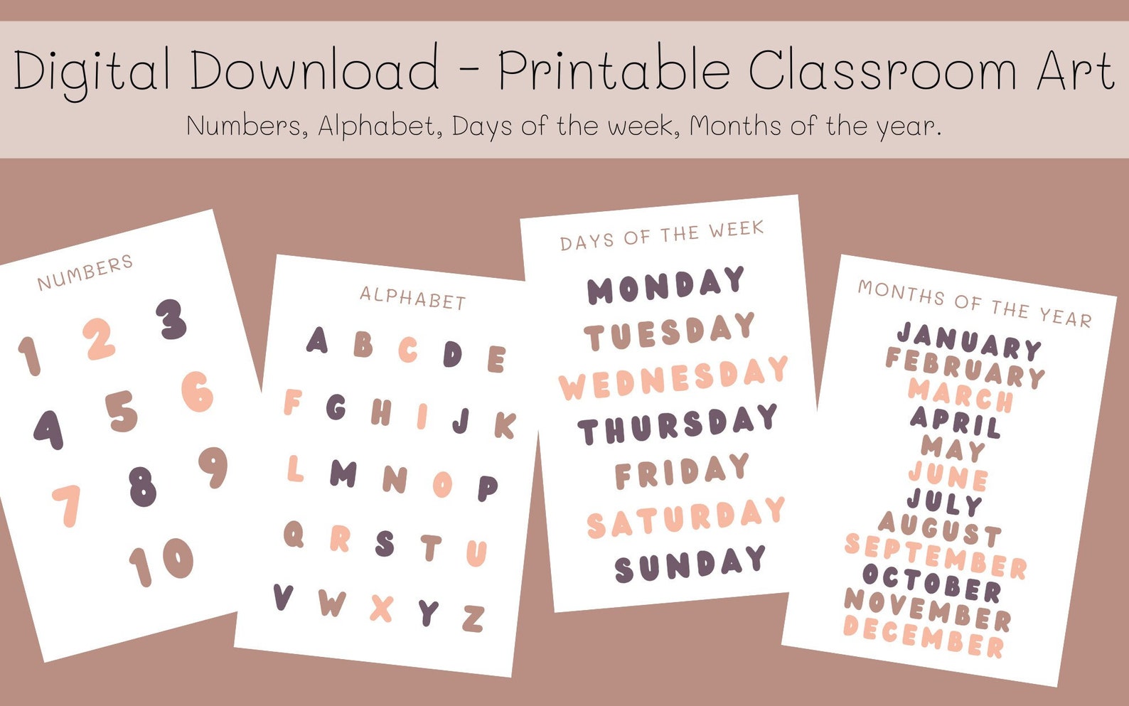 Educational Posters Printable ABC Numbers Poster - Etsy