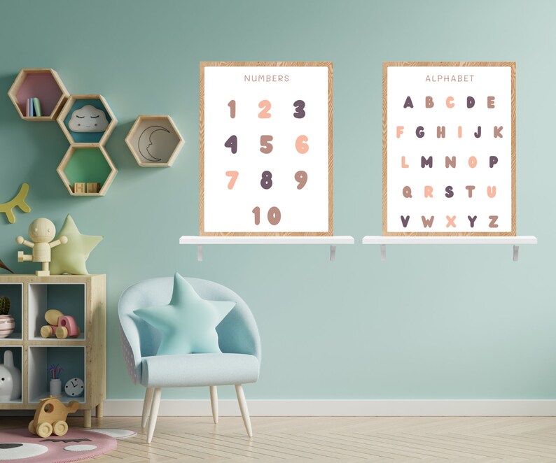 Educational Posters Printable ABC Numbers Poster - Etsy