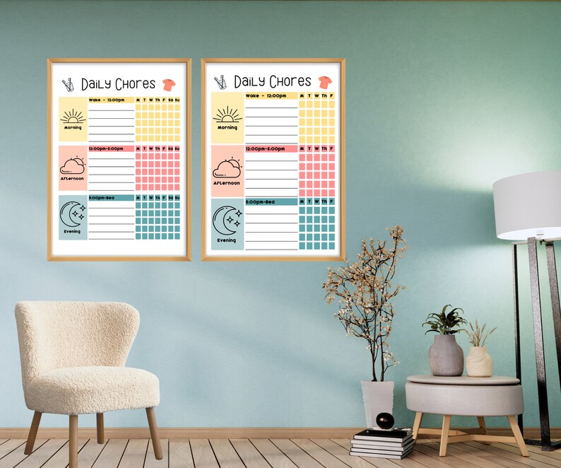 Responsibility Chart, Printable Chore Chart, Daily Rhythm, Kids Routine ...