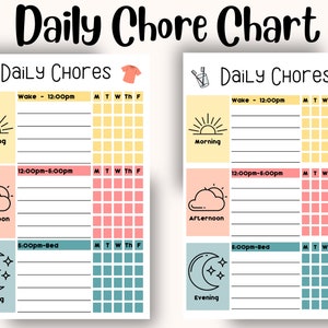 Responsibility Chart, Printable Chore Chart, Daily Rhythm, Kids Routine ...