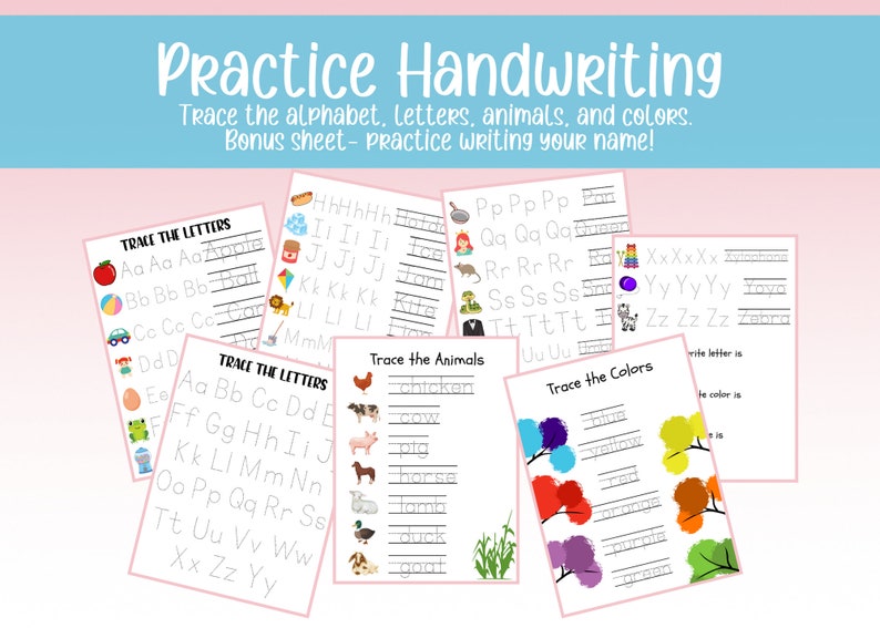 Practice Handwriting/worksheet/ Handout/ Tracing the Alphabet/ - Etsy
