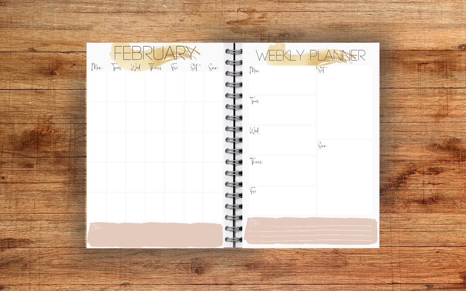 Blush and Gold Printable Planner, Simple Pink and Gold Planner, Digital ...