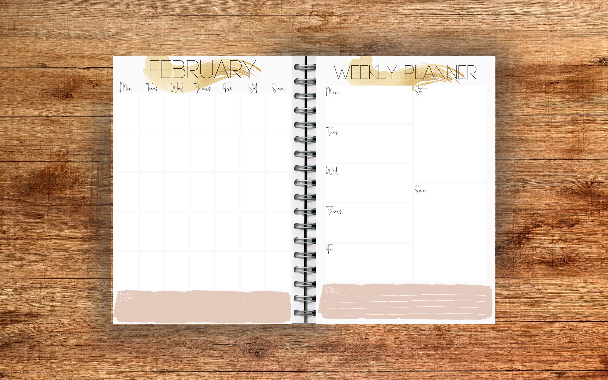 Blush and Gold Printable Planner, Simple Pink and Gold Planner, Digital ...
