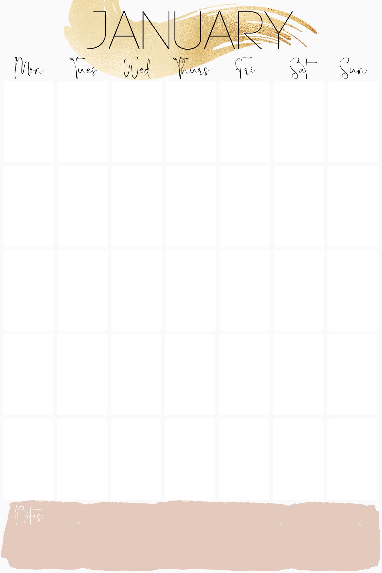 Blush and Gold Printable Planner, Simple Pink and Gold Planner, Digital ...