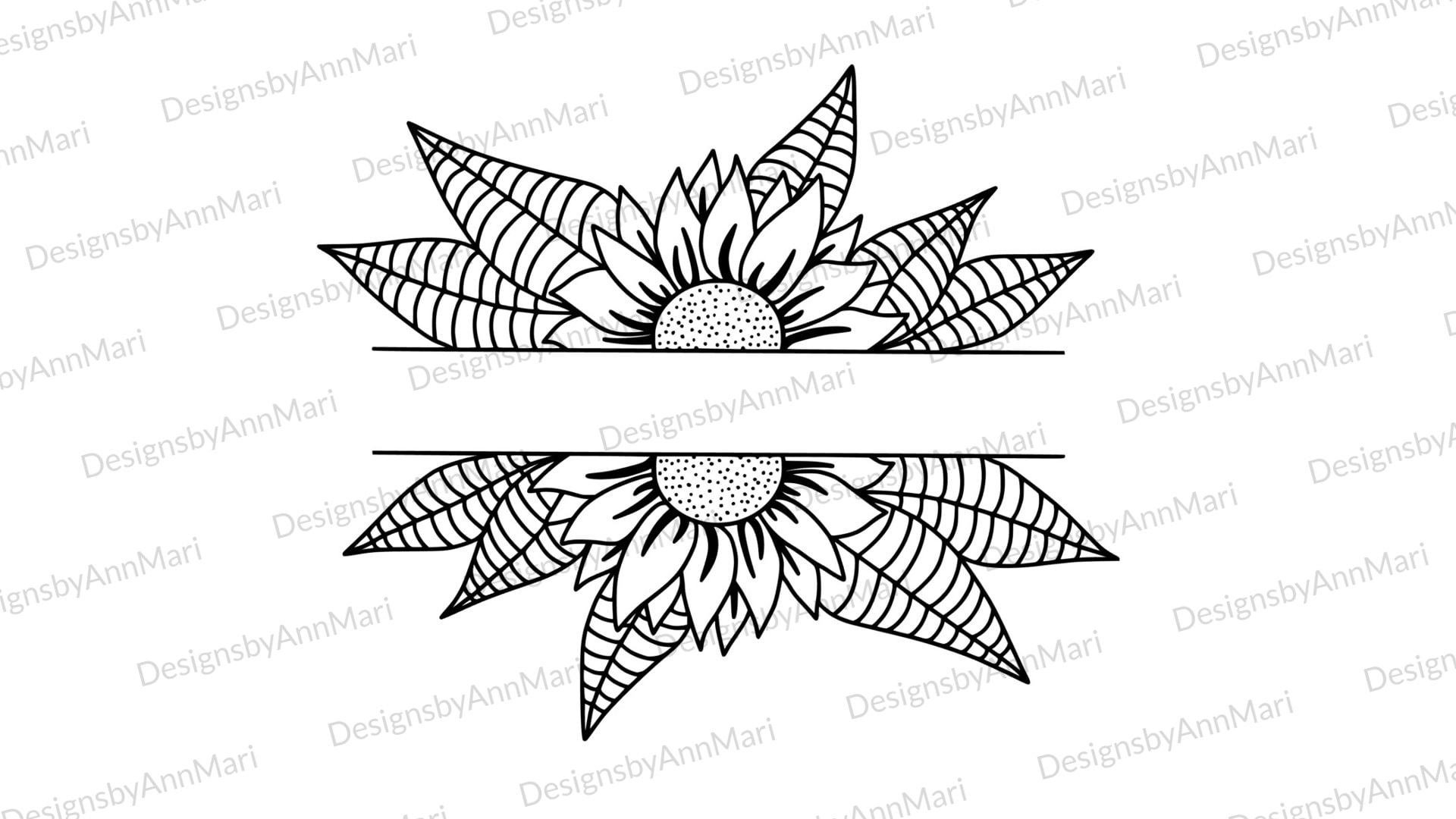Sunflower Border Svg Png Clipart Split Monogram Svg Floral Border Cut ...