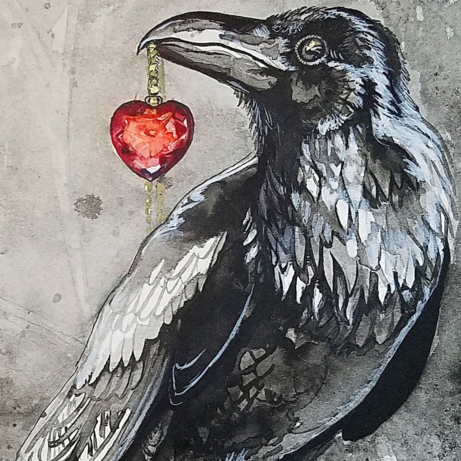 Stolen Heart Raven Crow Printable Art .jpg - Etsy
