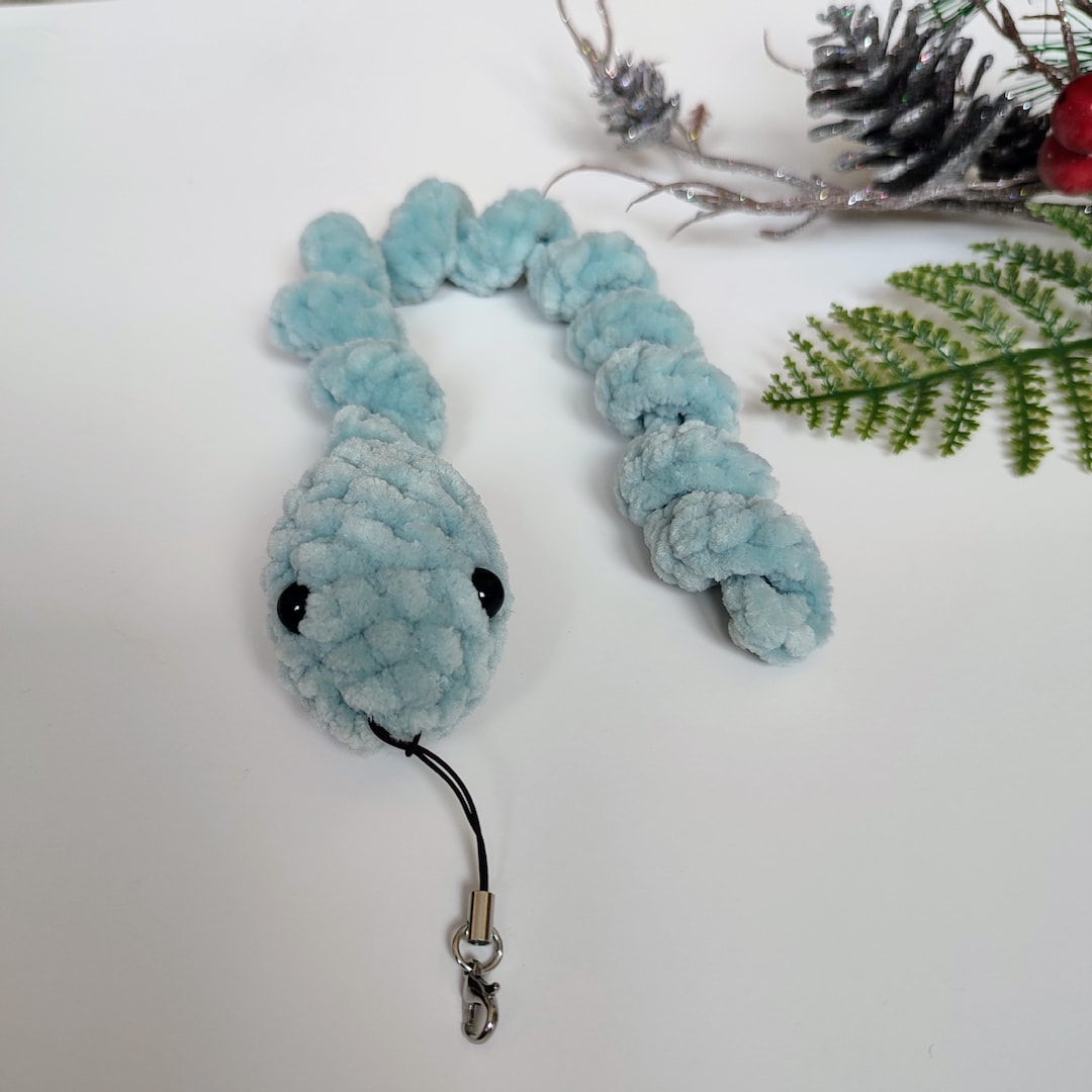Crochet Snake Keychain: Plush Fidget Toy, Kawaii Bag Charm - Etsy