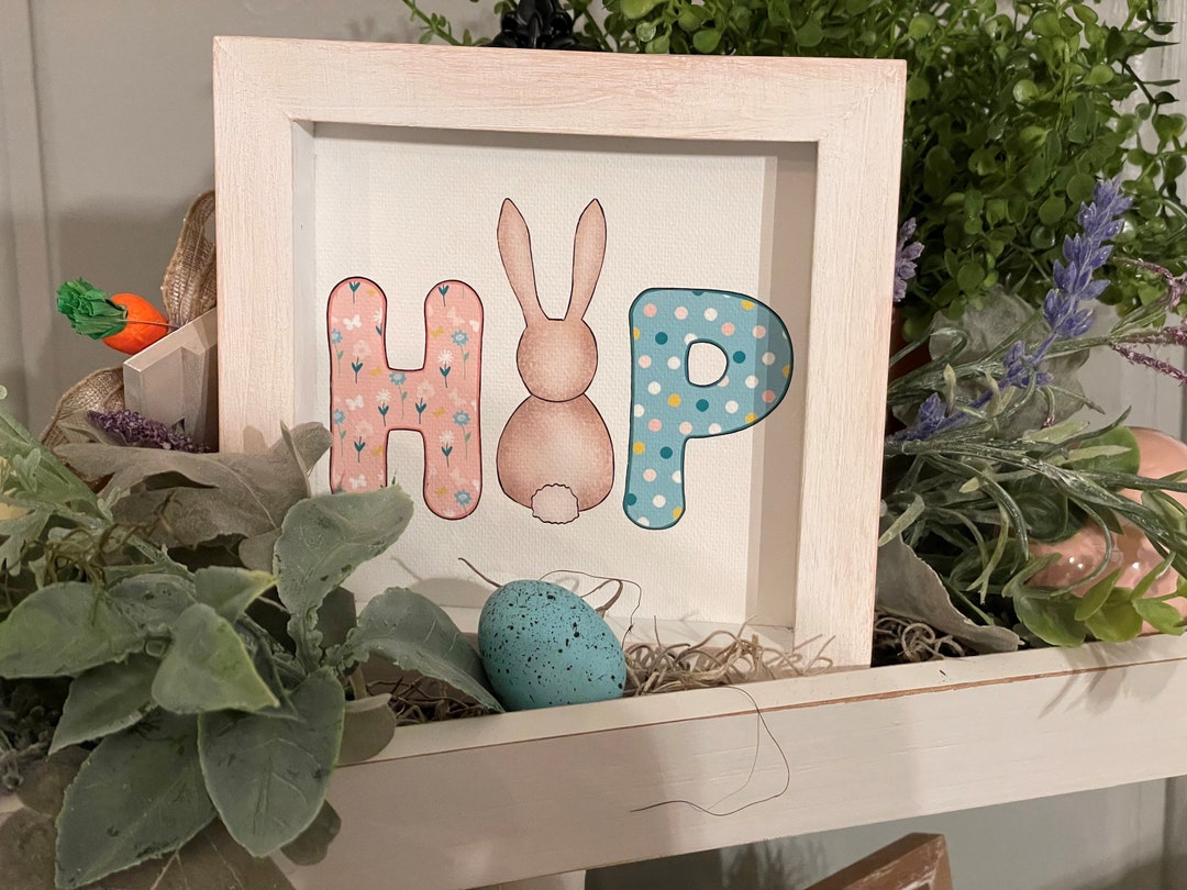 Easter Decor Easter Sign Pink Hop Sign Tier Tray Spring Decor Easter ...