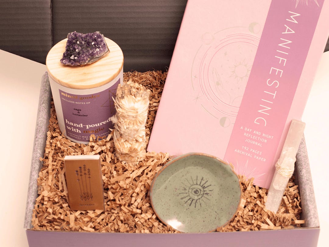 Manifestation Box | Manifesting Journal, Amethyst Candle + Sage Bundle ...
