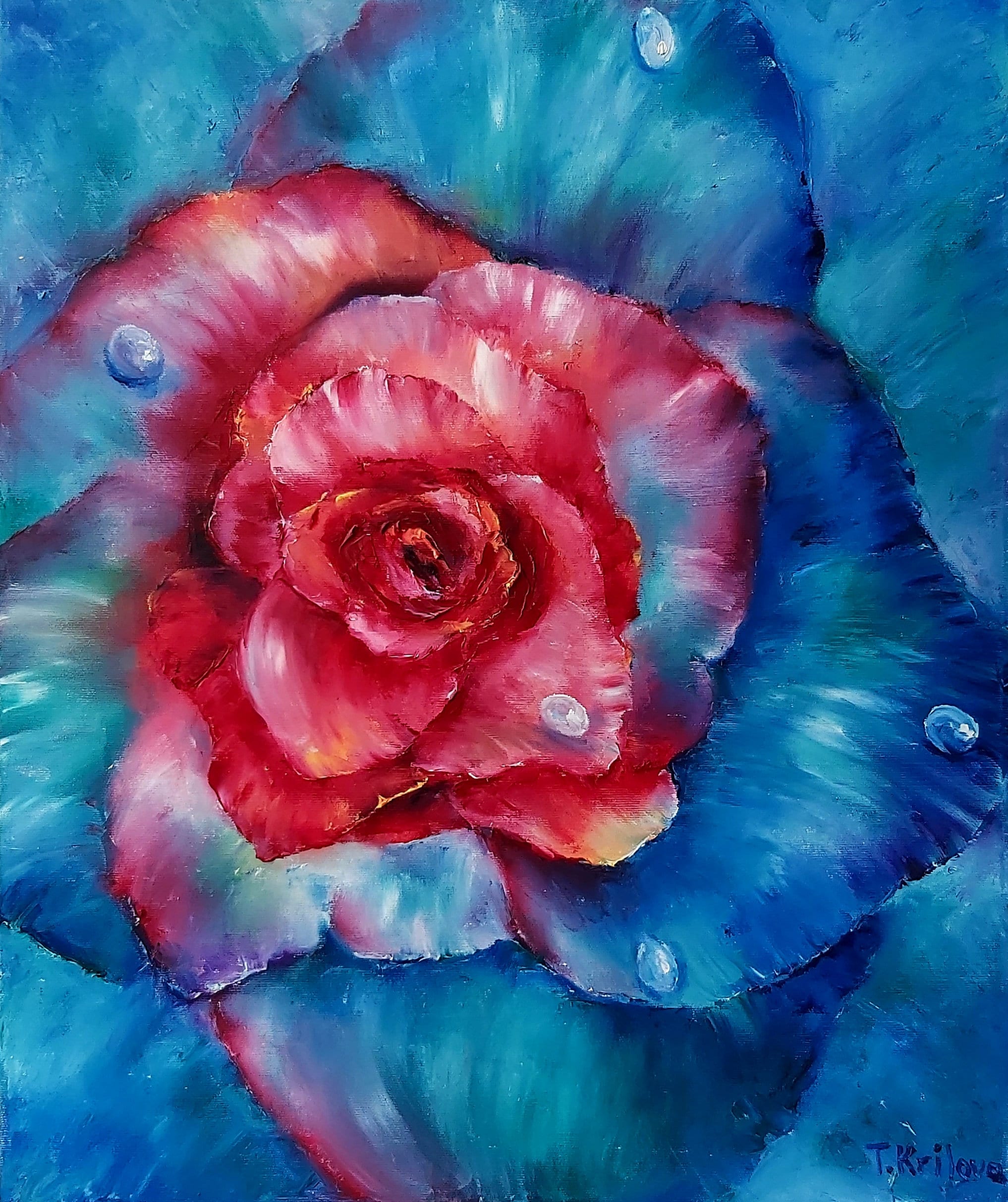 Flowers Painting Oil on Canvas.multi-colored Rose. - Etsy UK