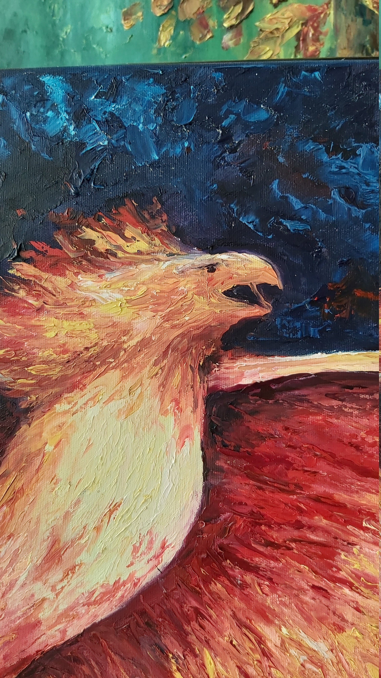 Phoenix.original Art.oil on Canvas.wall Art.impasto Painting.mythology ...