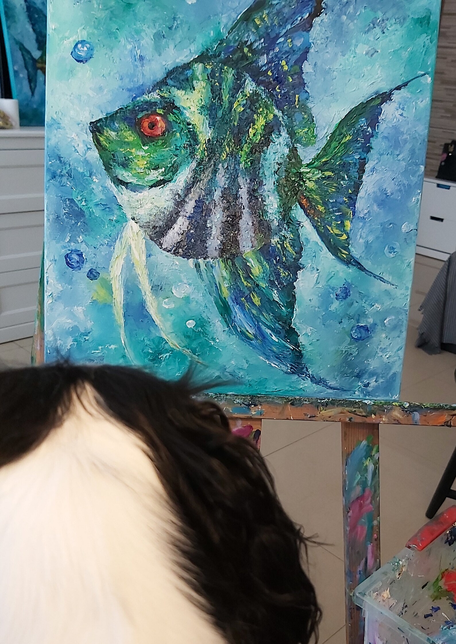 Fish.original Art.oil on Canvas.impasto Oil Painting.colored Fish ...