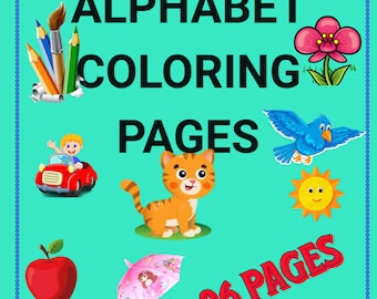 Alphabet Coloring Book for Kids and Adults 26 Coloring Pages - Etsy