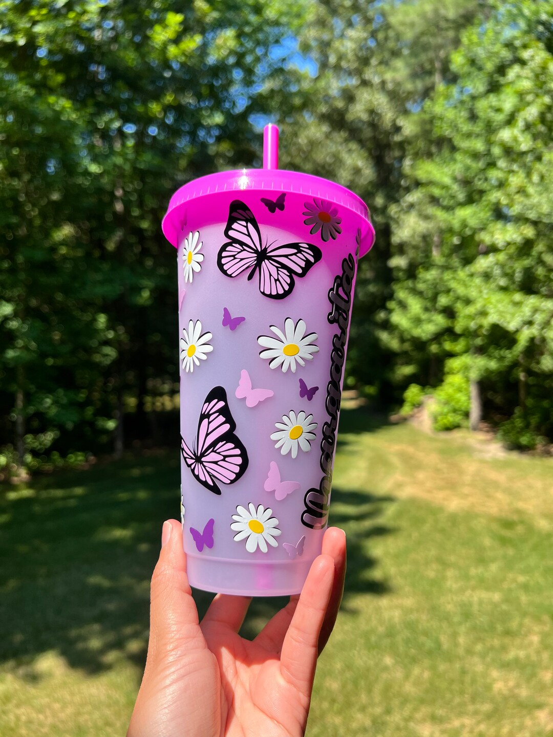 Daisy and Butterfly Color Changing Cup Flower Cup Daisy Cup Butterfly ...