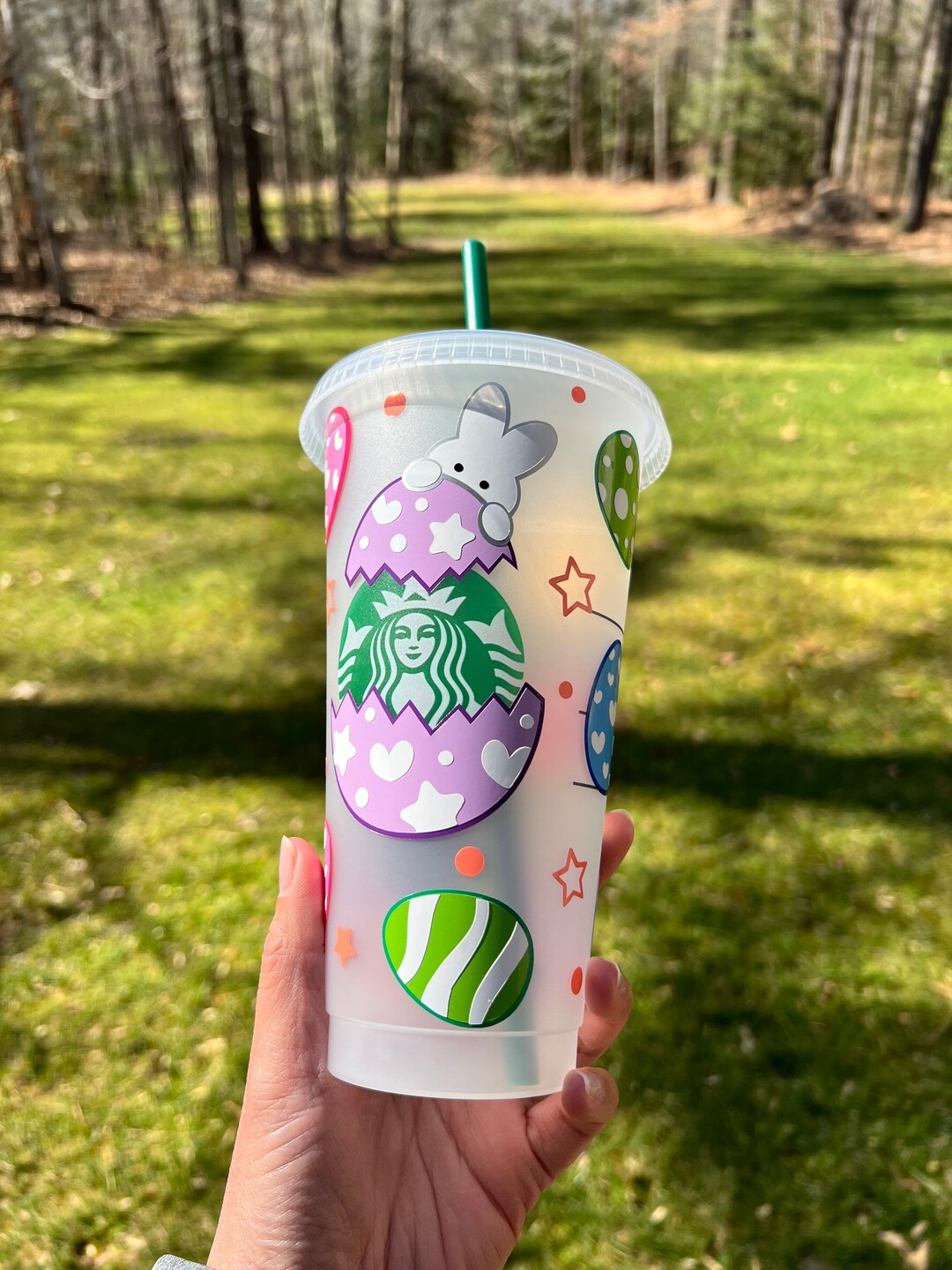 Easter Cup, Easter Egg Starbucks Reusable Cold Cup, Bunny Cup, Easter ...