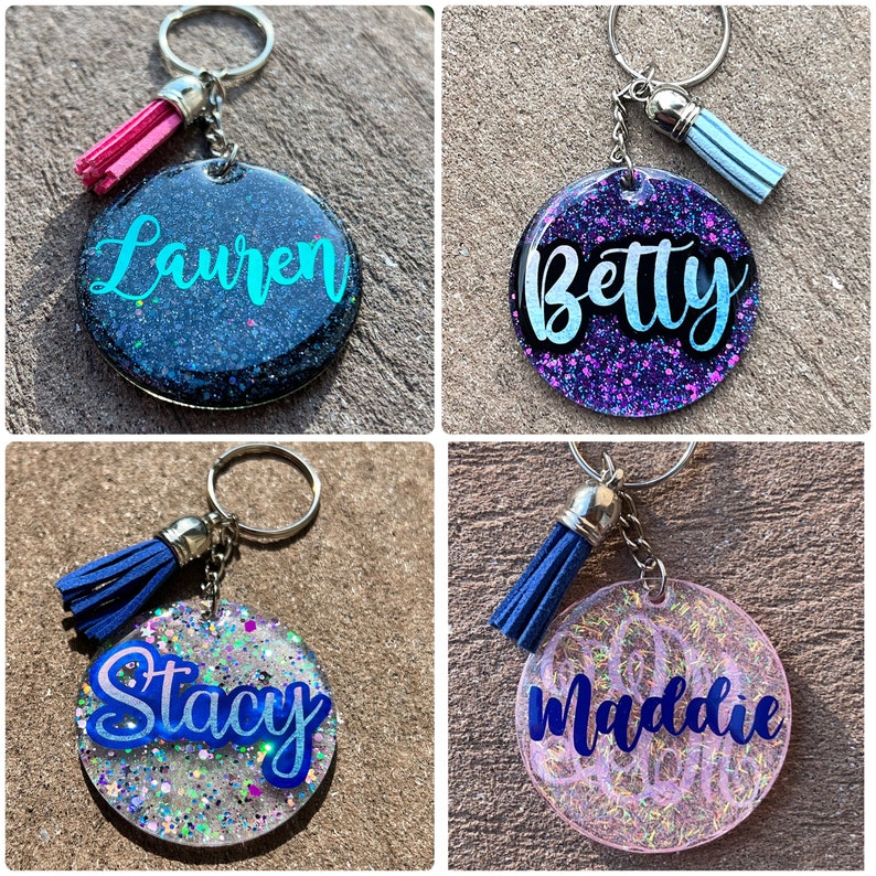Custom Keychain Personalized Keychain Glitter Keychain | Etsy